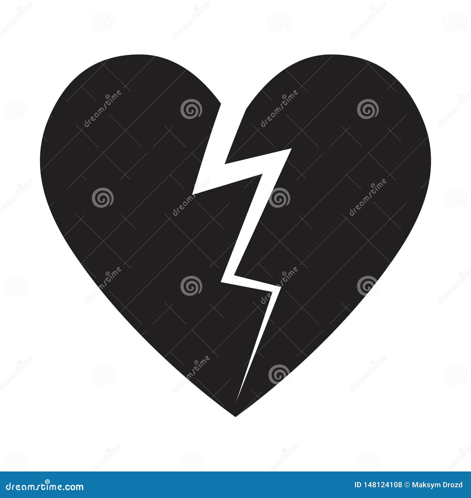 Broken Heart Vector Icon. Black Broken Heart Isolated Illustration ... Broken Heart Vector Icon. Black Broken Heart Isolated Illustration ...
