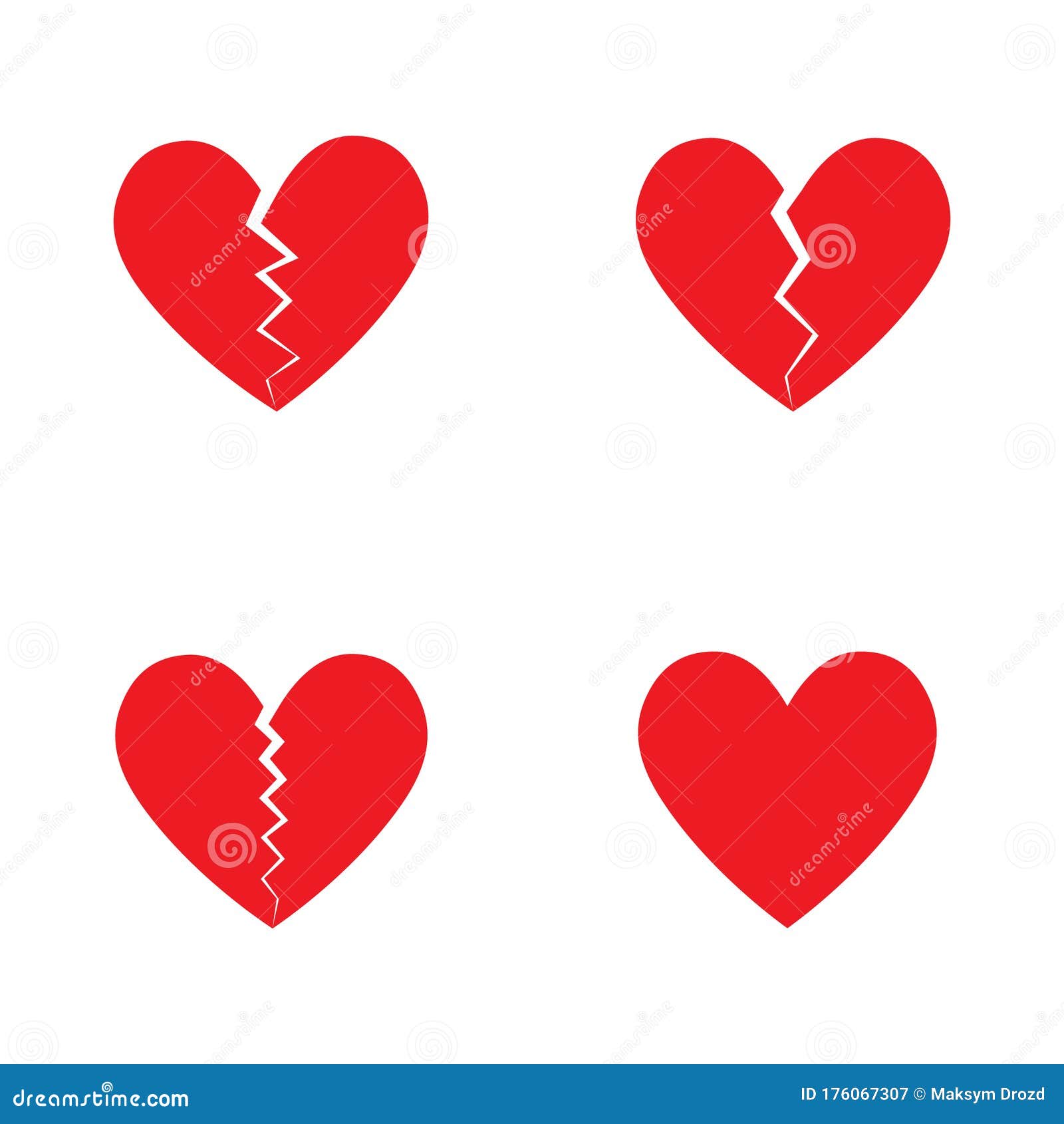 Broken Heart Vector Icon. Set of Red Hearts, Love Icons Vector Set ... Broken Heart Vector Icon. Set of Red Hearts, Love Icons Vector Set ...