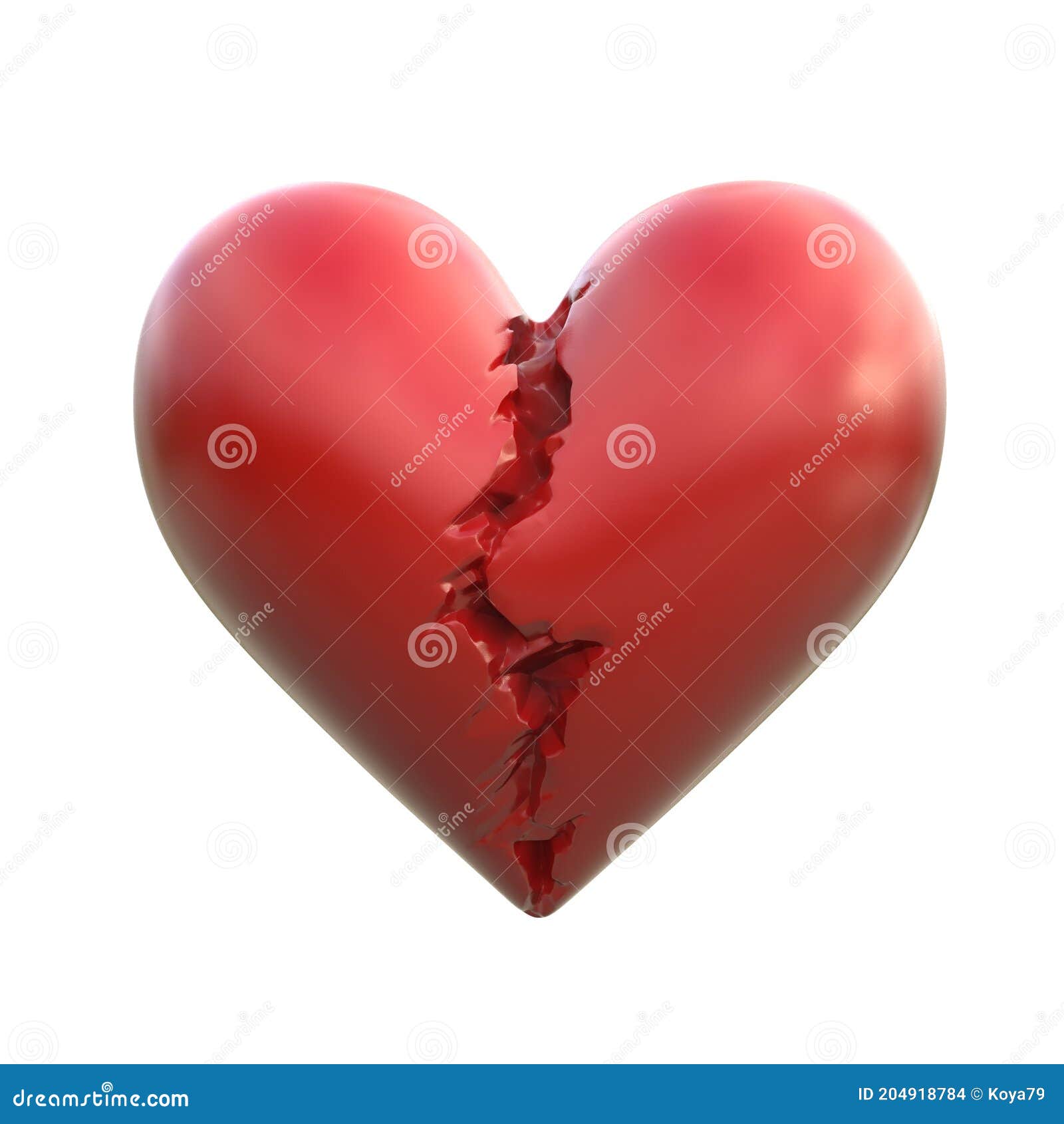 Broken Heart on White Background 3d Rendering Stock Illustration ...