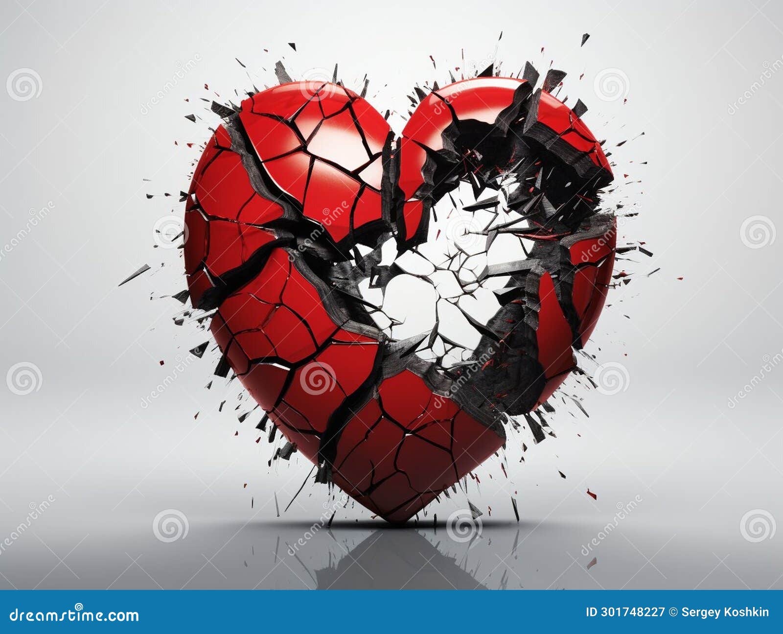 Broken Heart on a White Background. Hard Love Concept Stock ...
