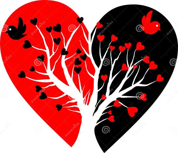 Broken Heart with White Tree Stock Vector - Illustration of damaged ...