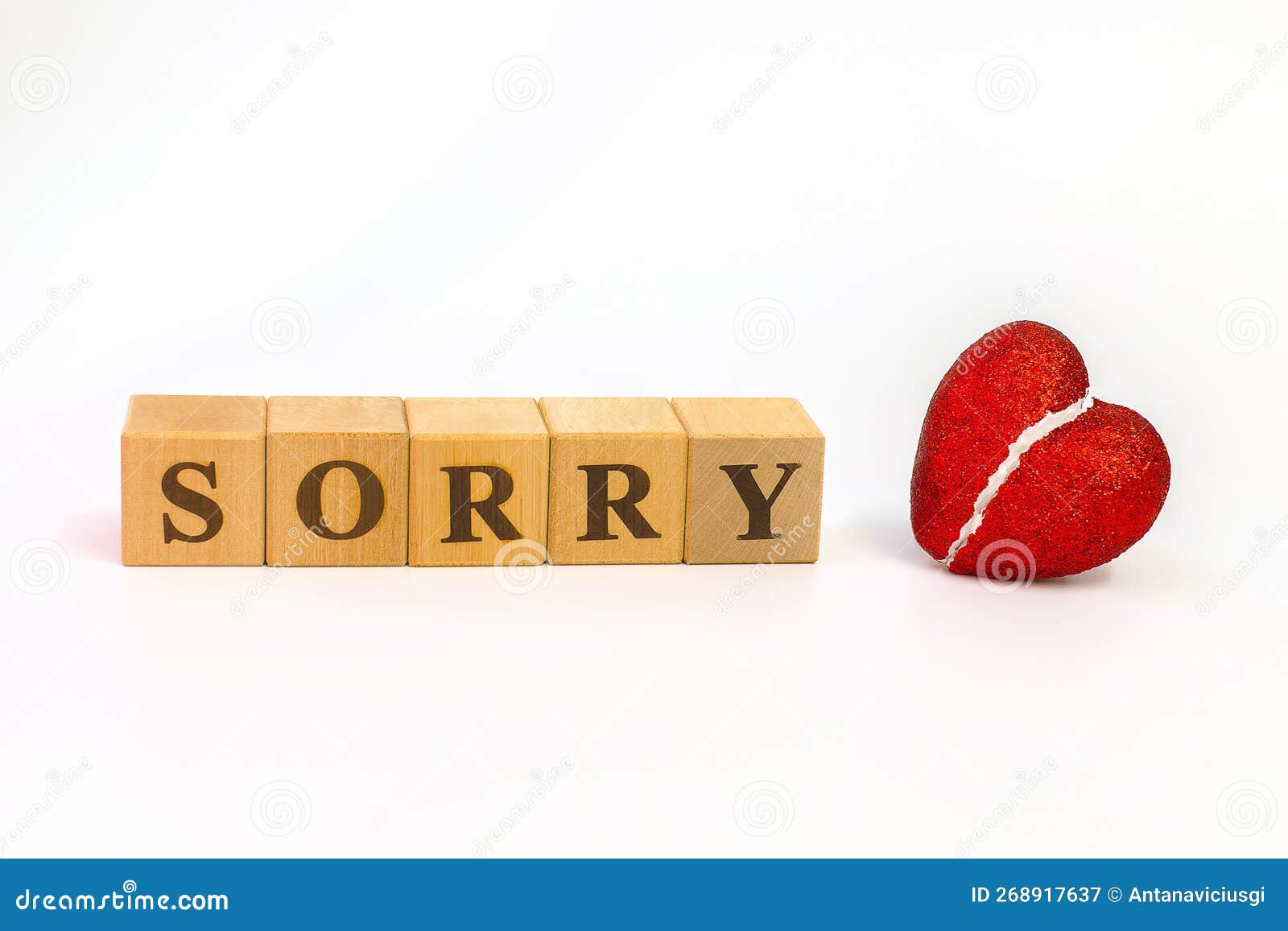 Broken Heart with Words Sorry on White Background Stock Image - Image ...
