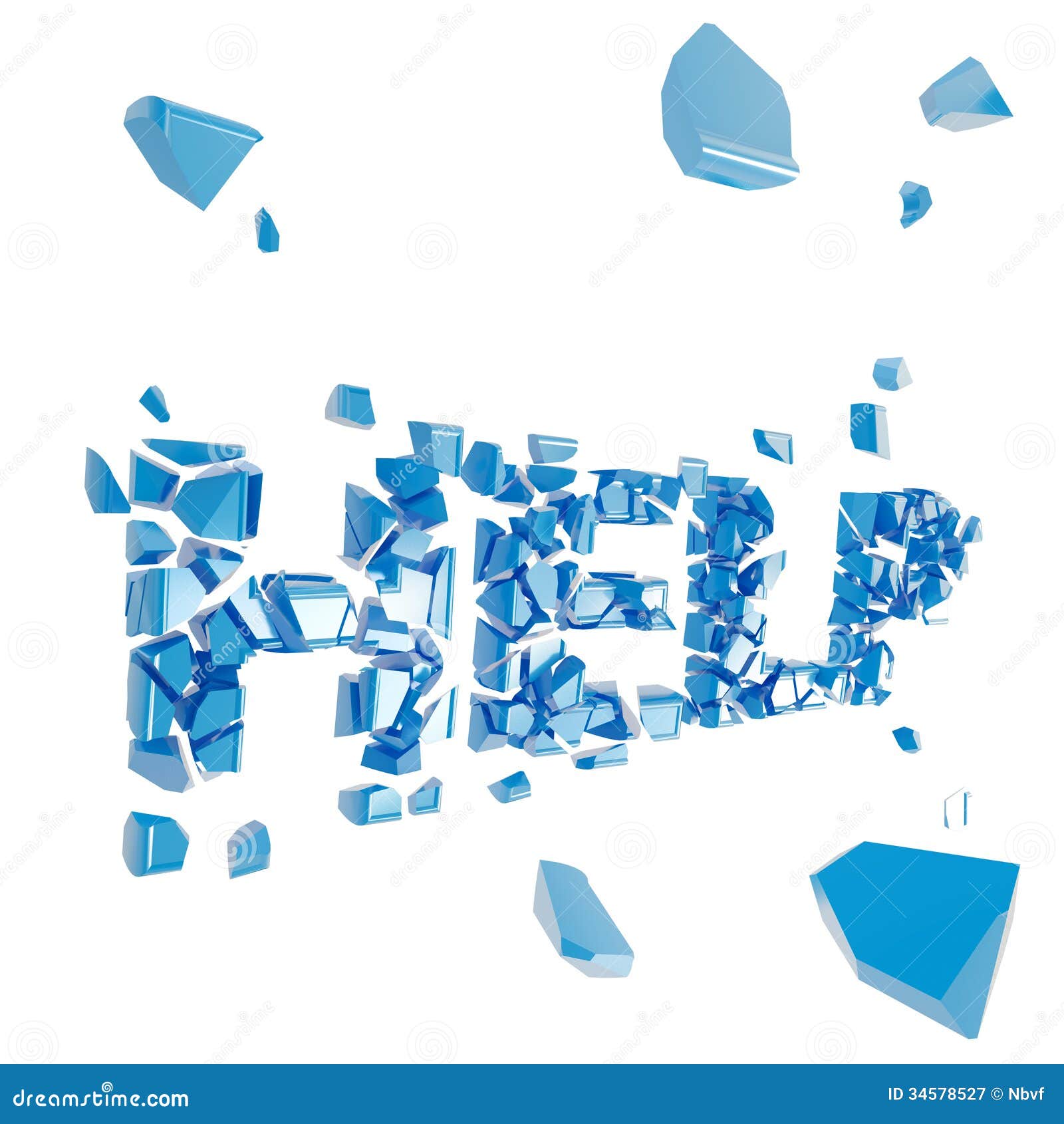 Broken Help Metaphor, Smashed Word Explosion Stock Illustration ...