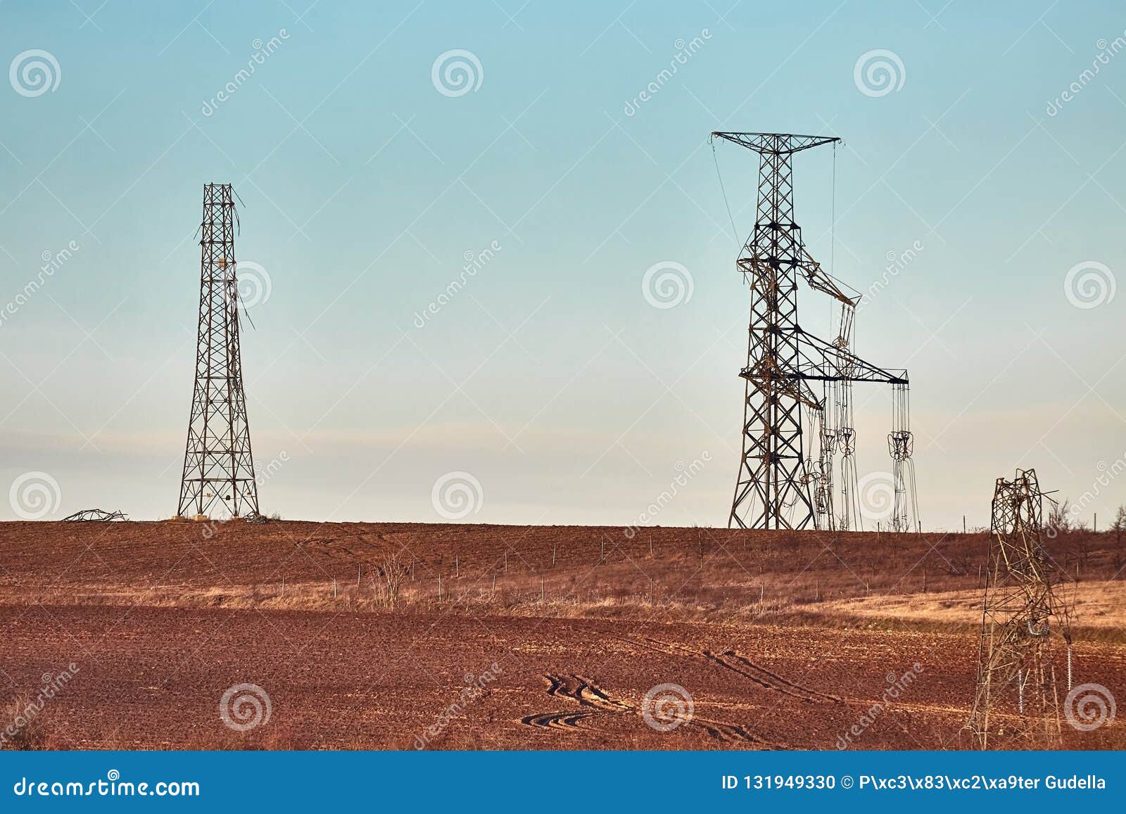 Electric lines collapsed stock photo. Image of frame - 131949330