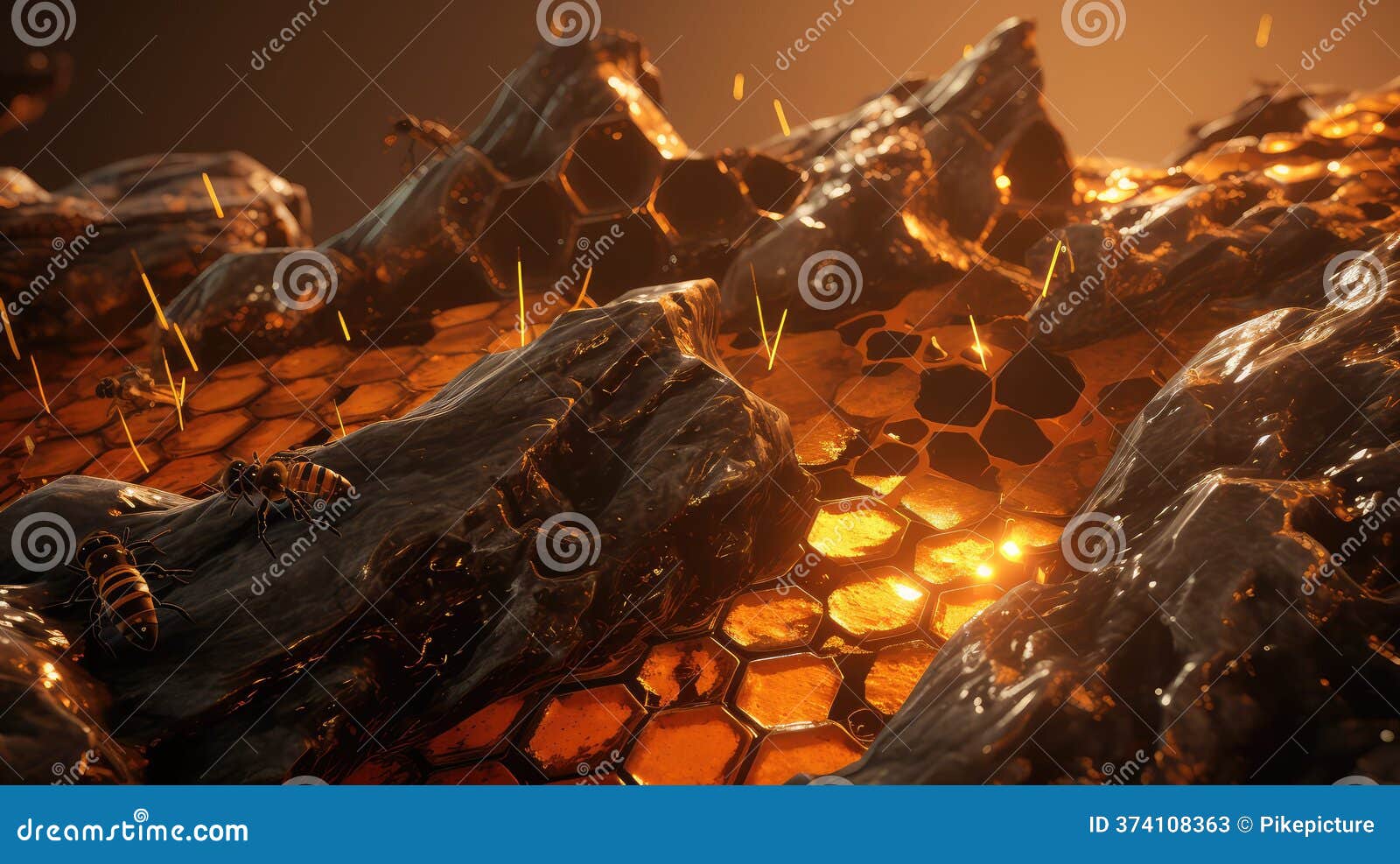 Hive Texture Abstract Background, Black Polygon Futuristic And Glow ...