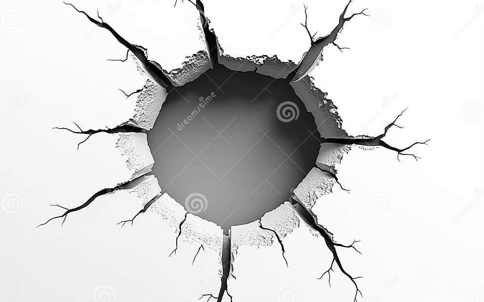 Broken Hole White Wall Texture Background Fracture Stock Illustration ...