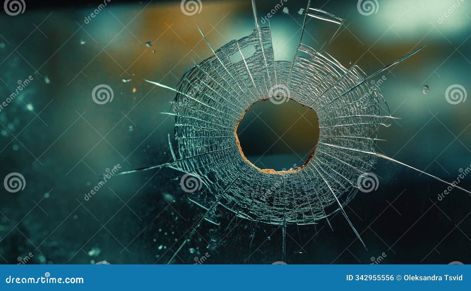 Broken Horizontal Glass, Bullet Hole in a Car S Windshield Stock Photo ...