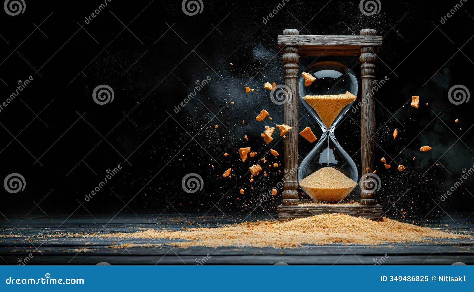 A Broken Hourglass with Sand Spilling Symbolizing the Passage of Time ...