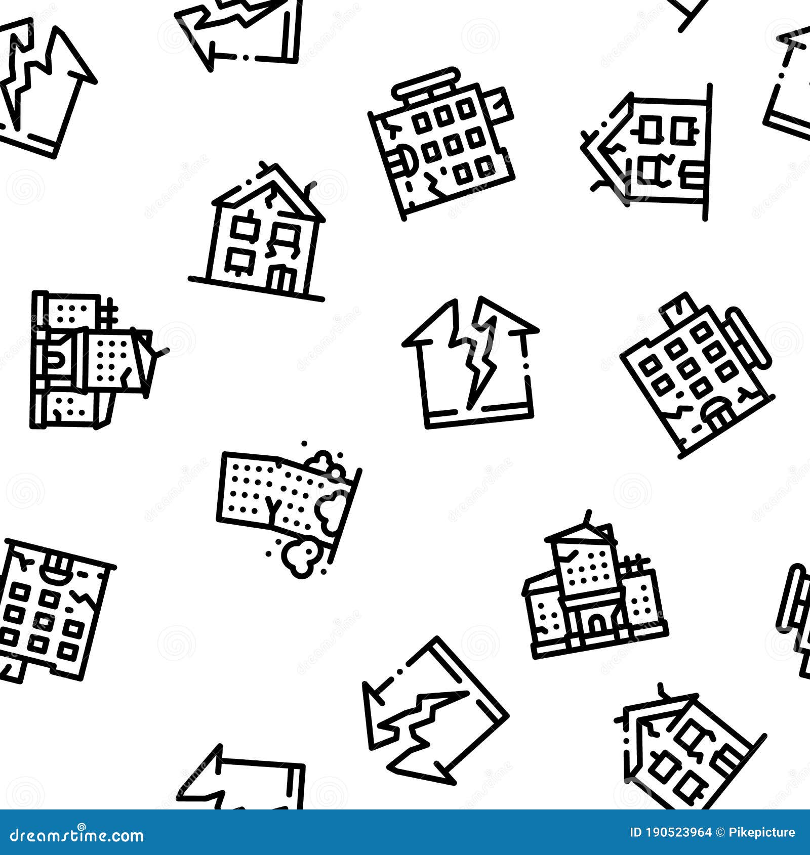 Broken House Building Seamless Pattern Vector Stock Vector ...