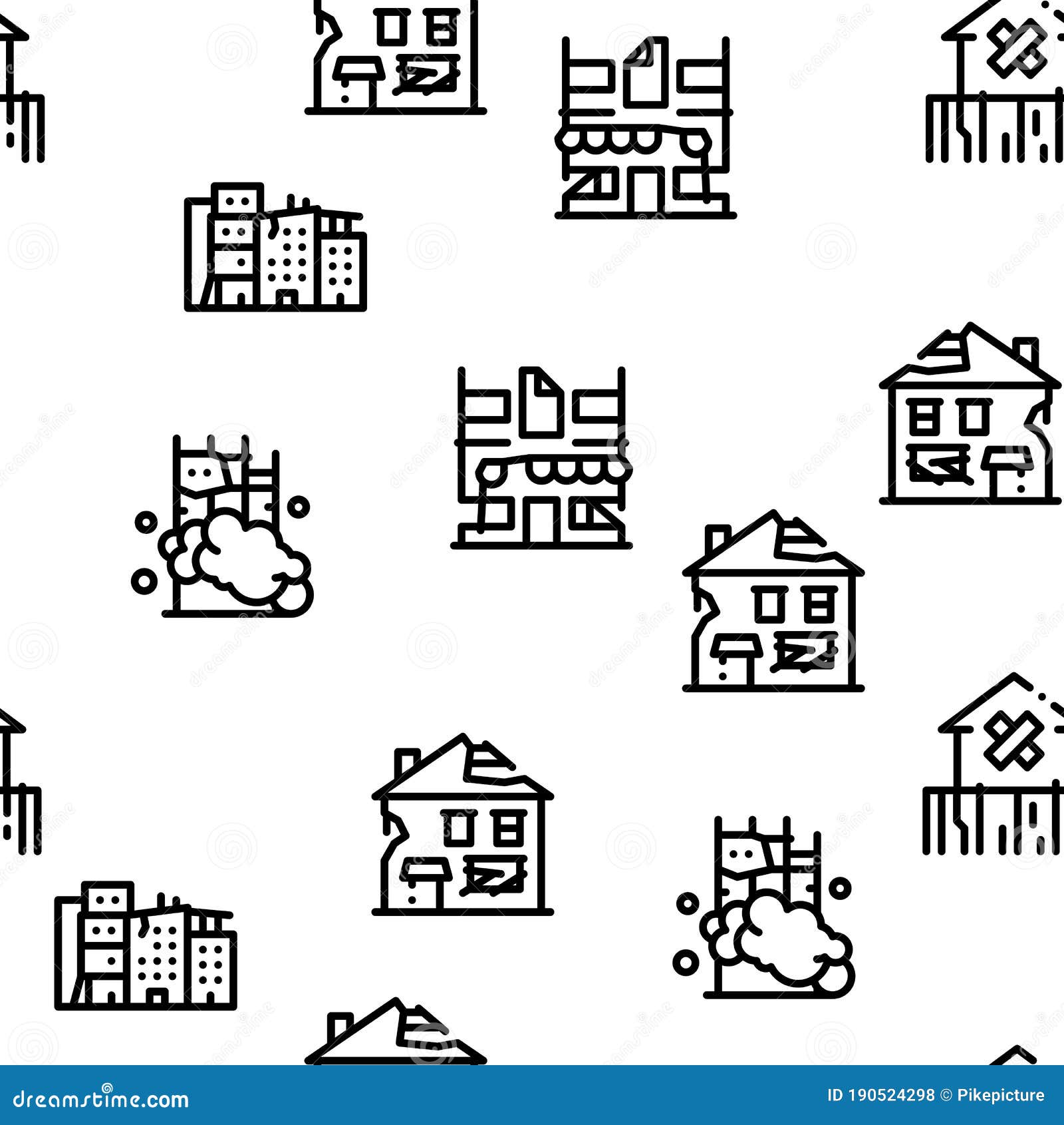 Broken House Building Seamless Pattern Vector Stock Vector ...