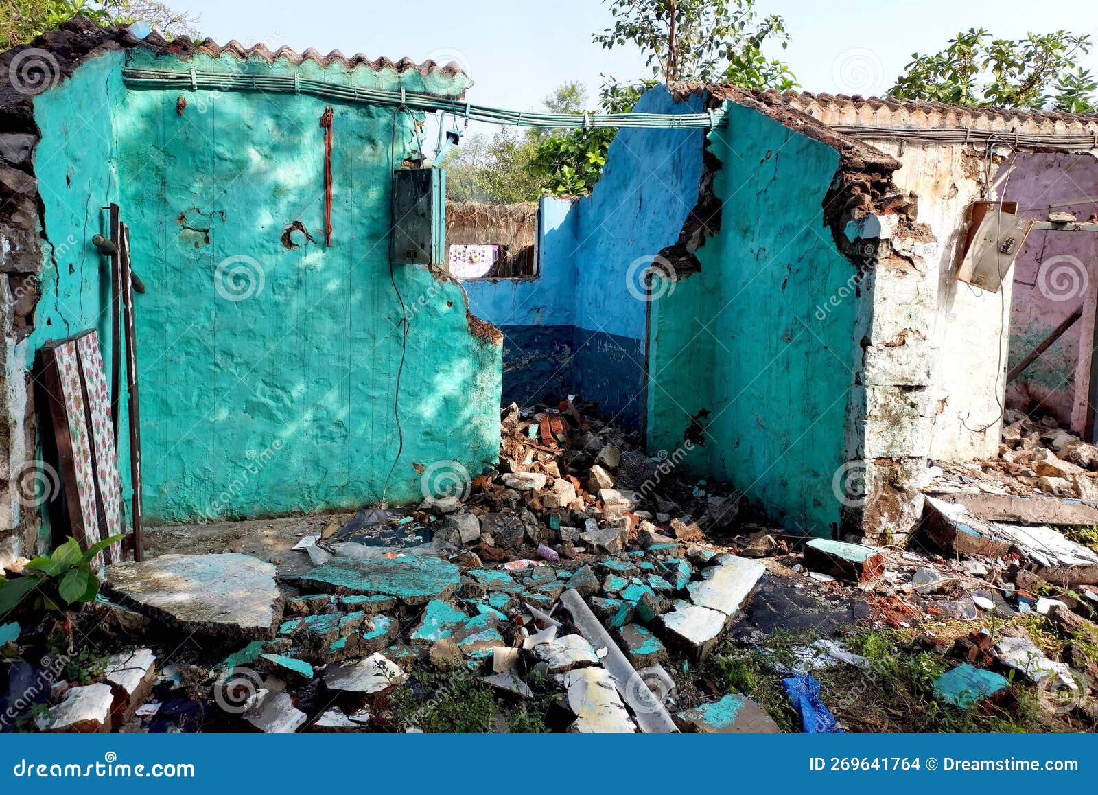 Broken House Colony after Demolish in India - Image Stock Photo - Image ...