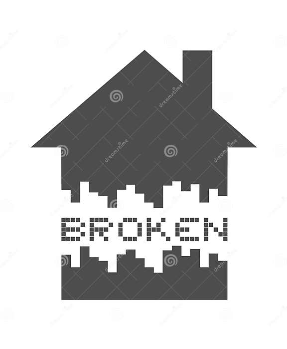 Broken house icon stock vector. Illustration of sign - 115931715
