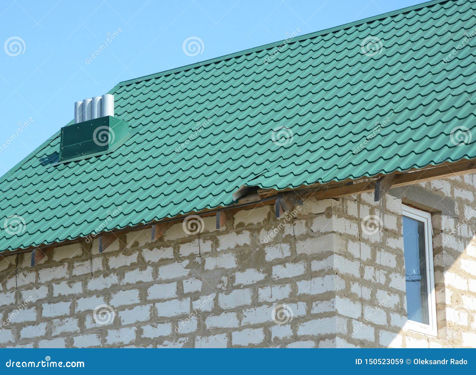 Broken House Metal Roof in Incomplete House Under Construction Stock ...