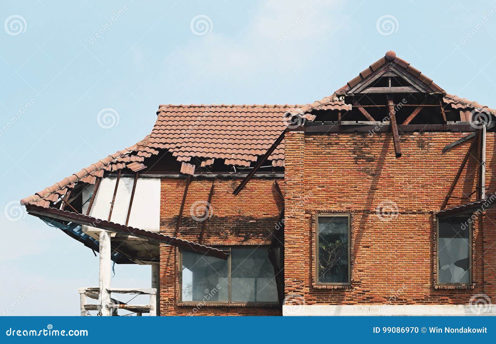 Broken House and Sky Background Stock Photo - Image of home, disaster ...