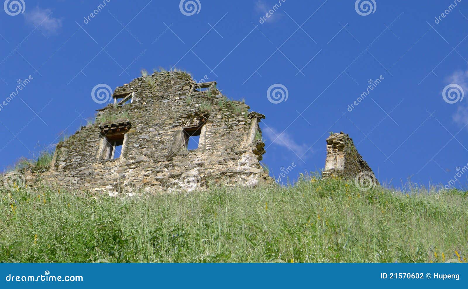 Broken House Under Blue Sky Stock Photo - Image of ancient, damage ...