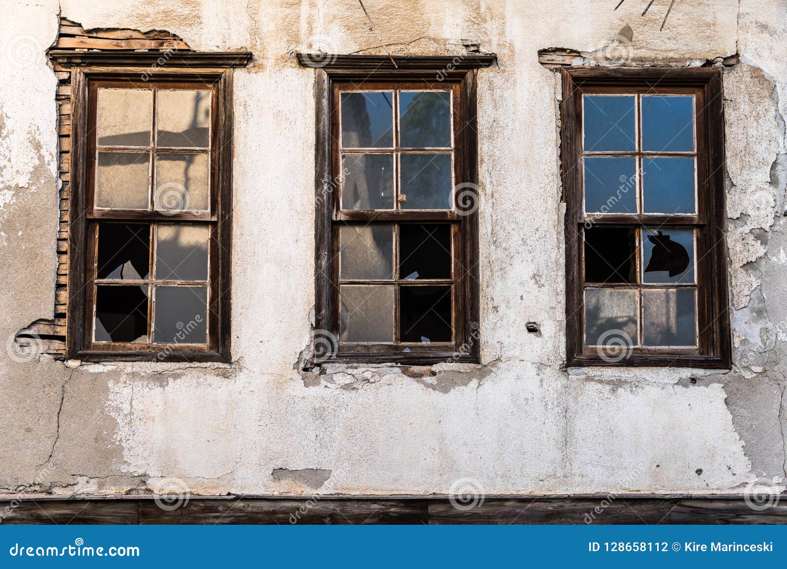 Broken house windows stock photo. Image of glass, fracture - 128658112