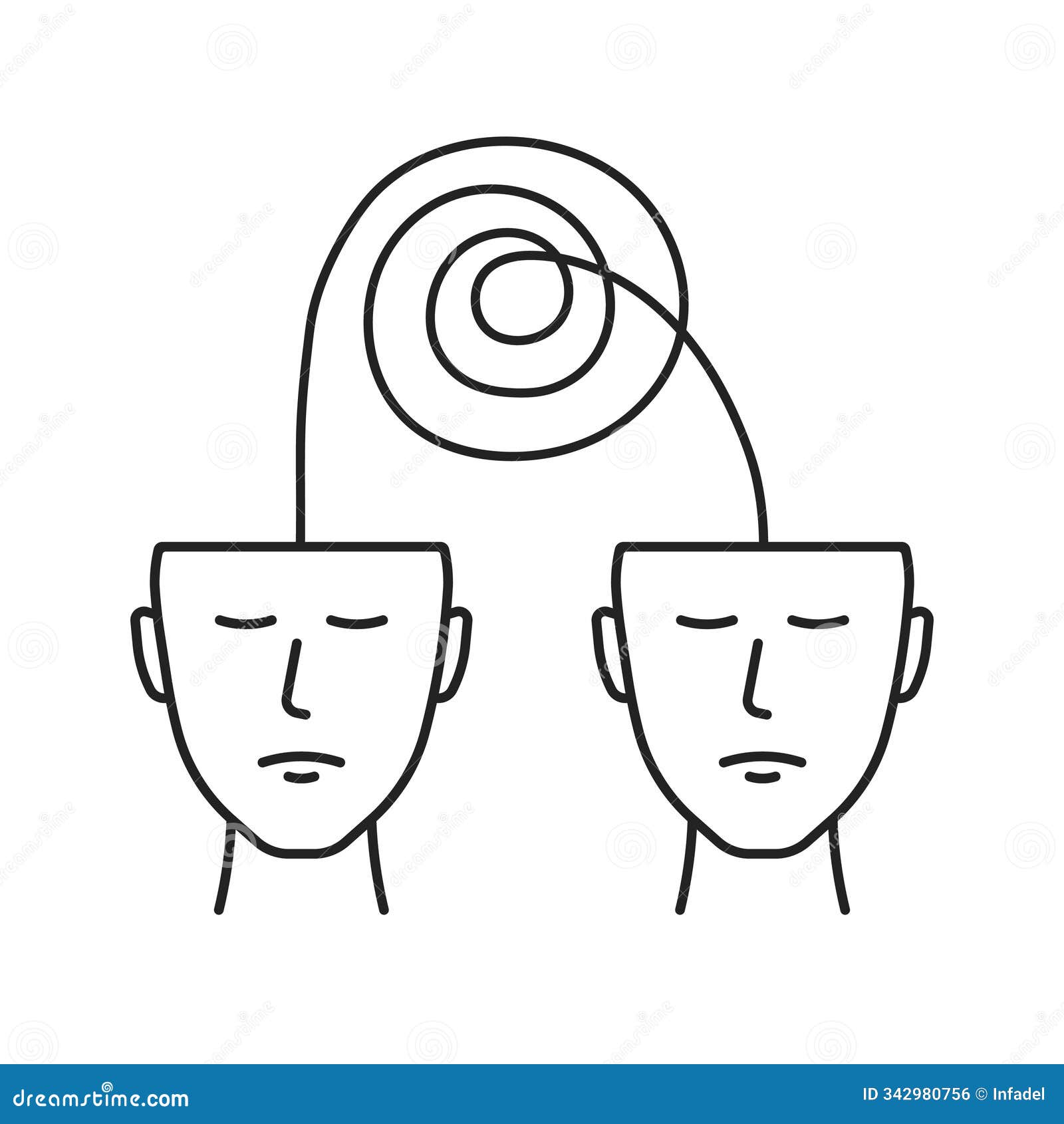 Broken Human Communication Like Two Thin Line Face Stock Illustration ...