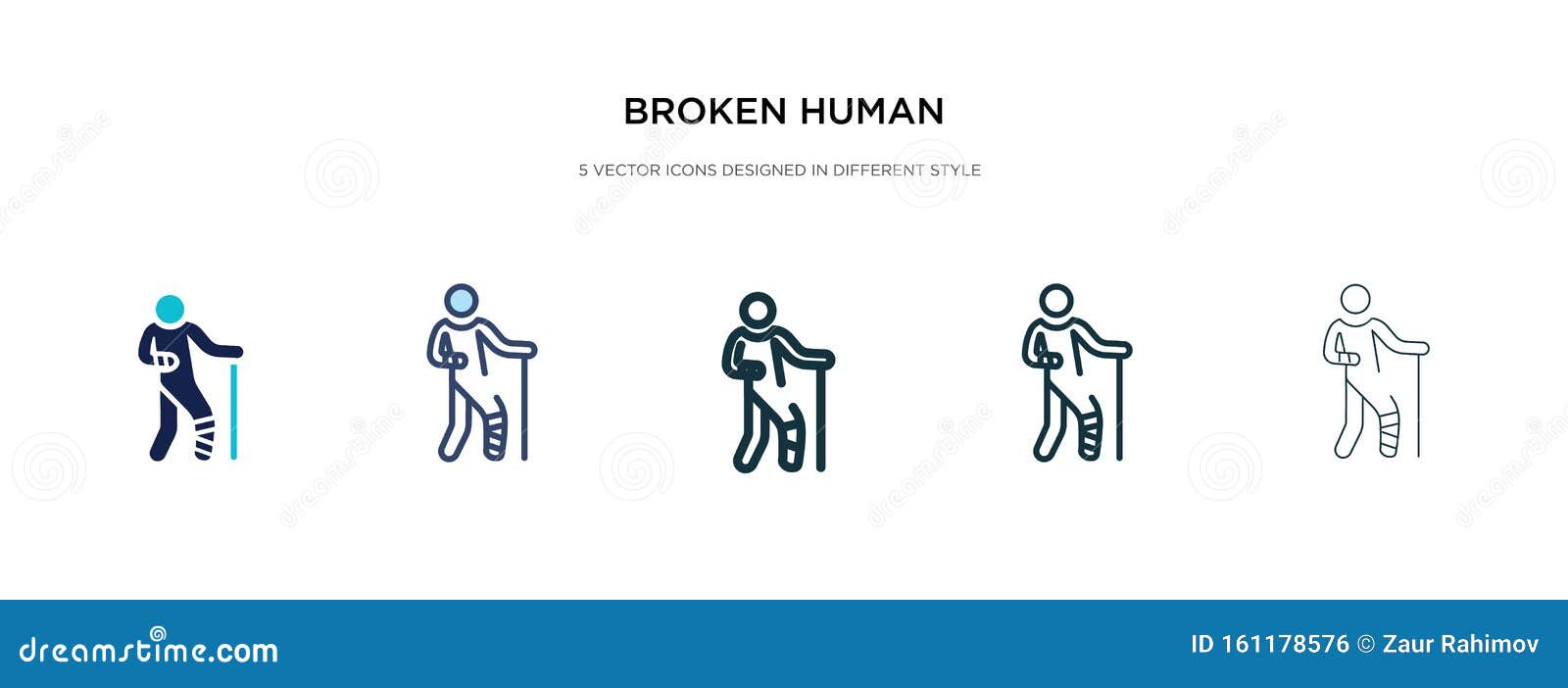 Broken Human Icon in Different Style Vector Illustration. Two Colored ...