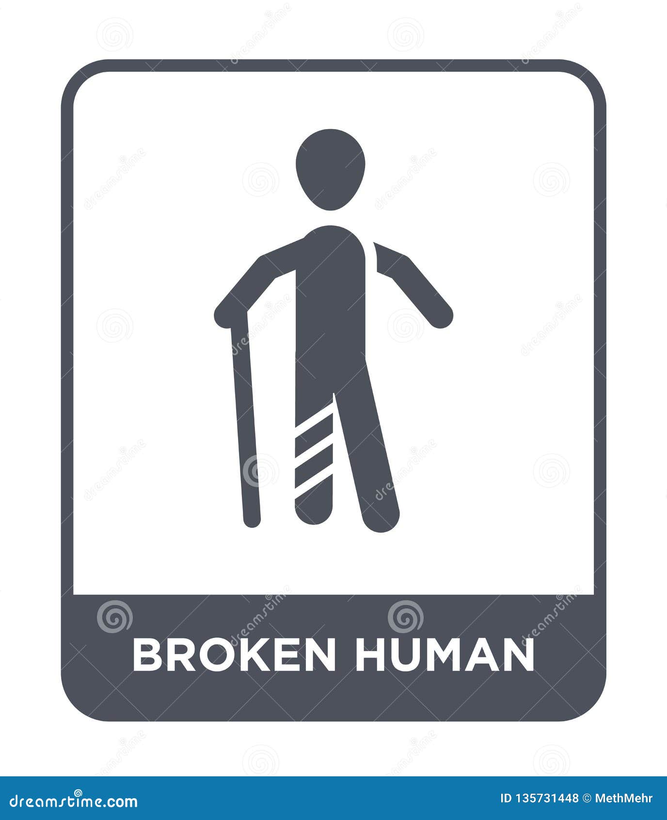 Broken Human Icon in Trendy Design Style. Broken Human Icon Isolated on ...