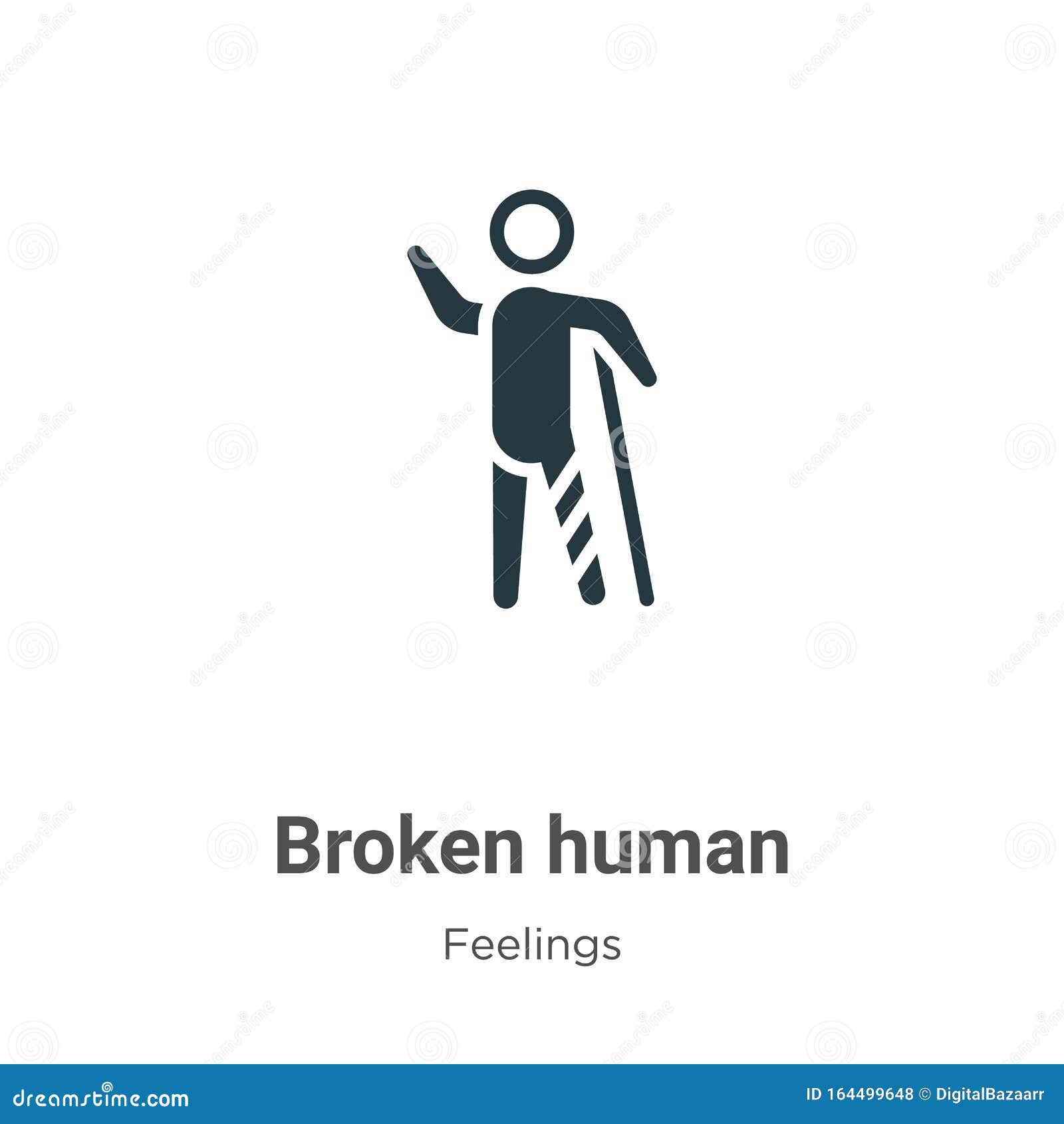 Broken Human Vector Icon on White Background. Flat Vector Broken Human ...