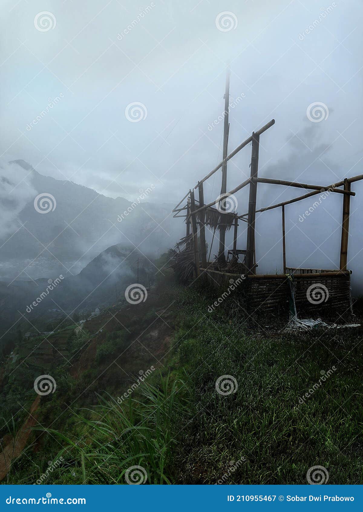 Broken Hut in Dieng Plateau Stock Image - Image of cloud, nature: 210955467