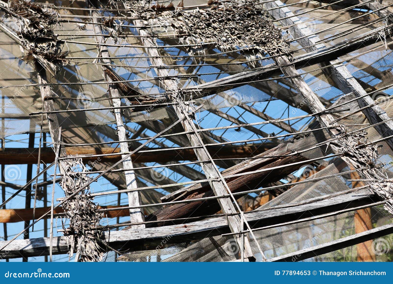 Broken hut roof stock image. Image of ruin, farm, mountain - 77894653