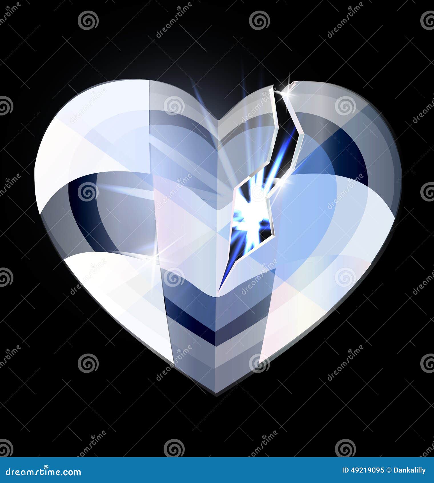 Broken ice heart-crystal stock vector. Illustration of feeling - 49219095
