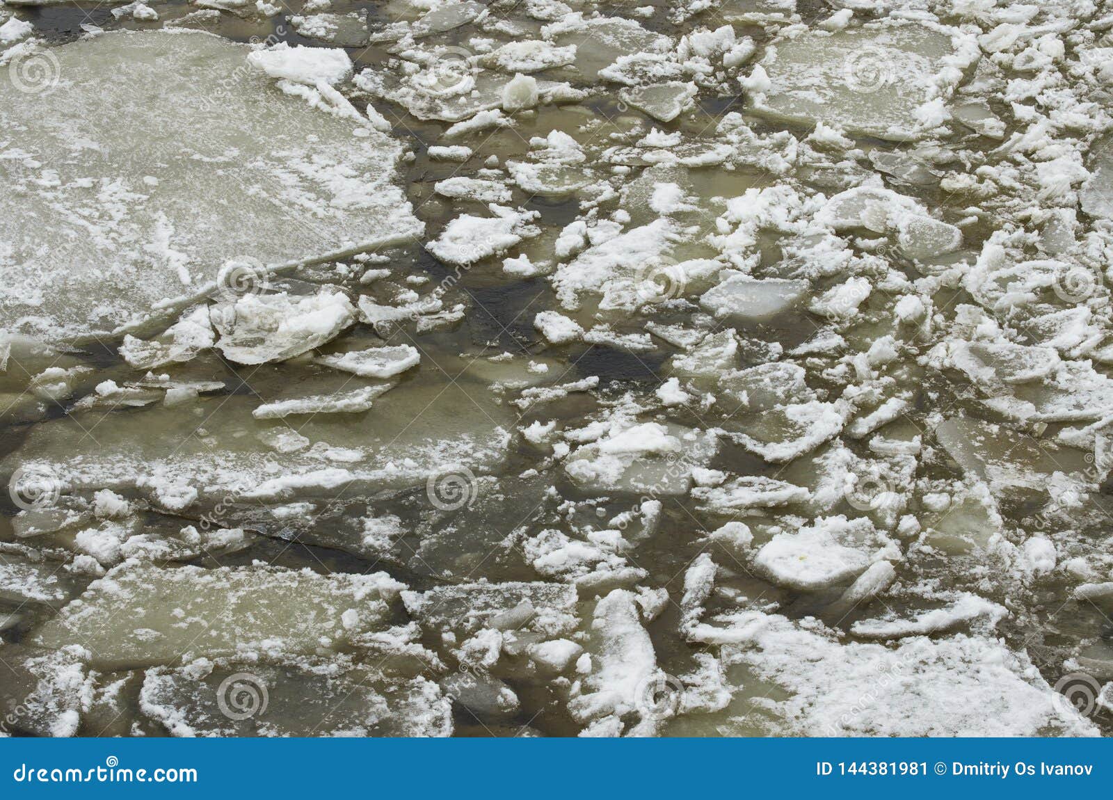 Broken Ice and Icy Sludge on the River Stock Image - Image of natural ...