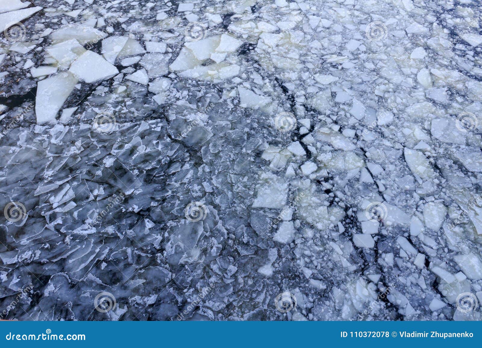 Broken Ice on the Surface of the River in Winter. Ice Floes Texture ...