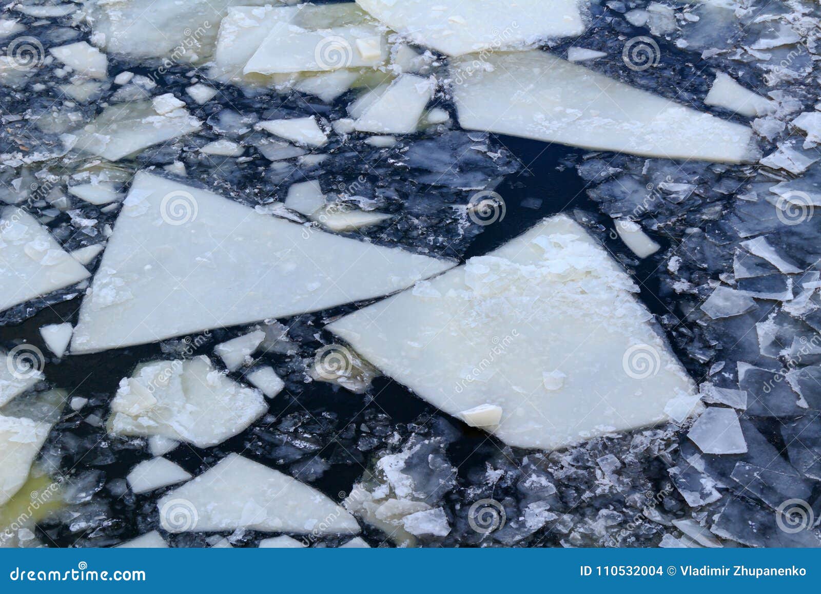 Broken Ice on the Surface of the River in Winter. Ice Floes Texture ...
