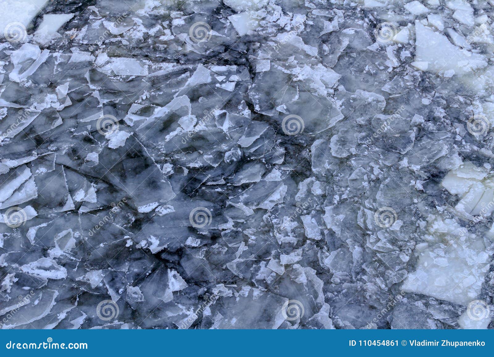 Broken Ice on the Surface of the River in Winter. Ice Floes Texture ...