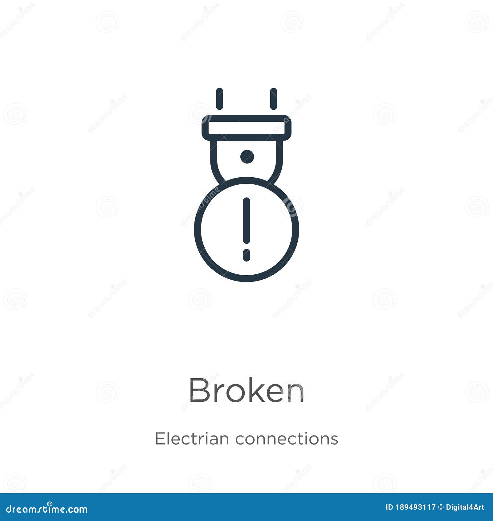 Broken Icon. Thin Linear Broken Outline Icon Isolated on White ...