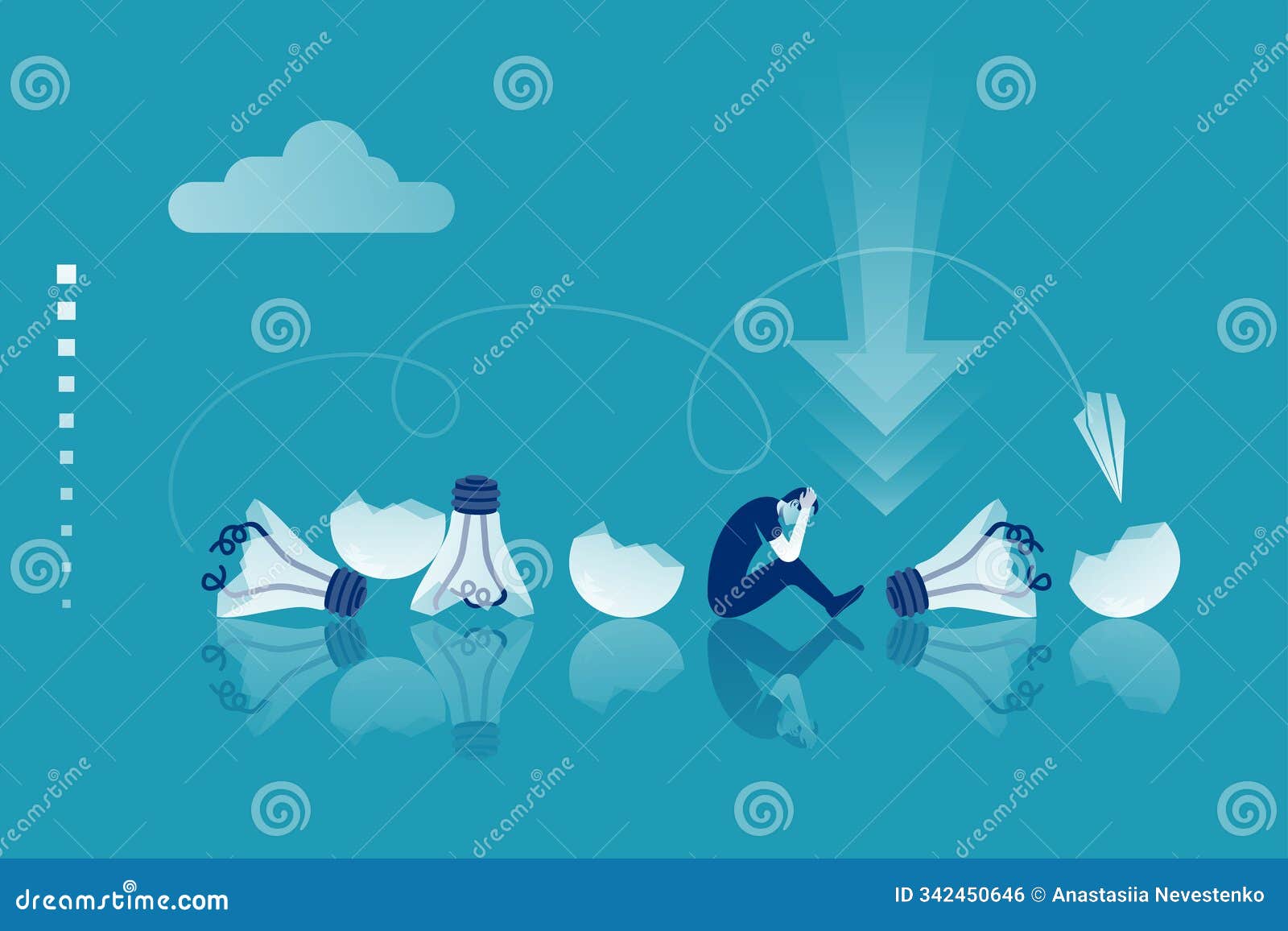 Broken Idea. a Sad Man Sits with a Failed Idea. Error Concept. Error ...