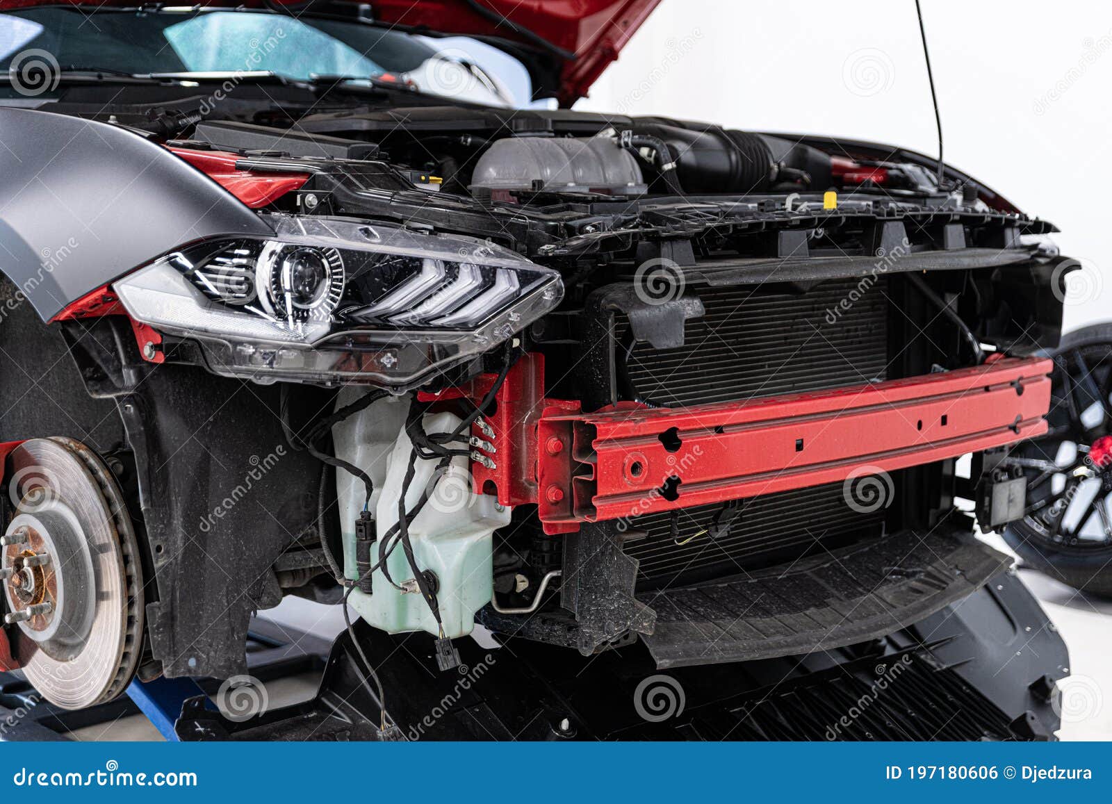 Broken Incomplete Sports Car in Car Service Stock Photo - Image of auto ...