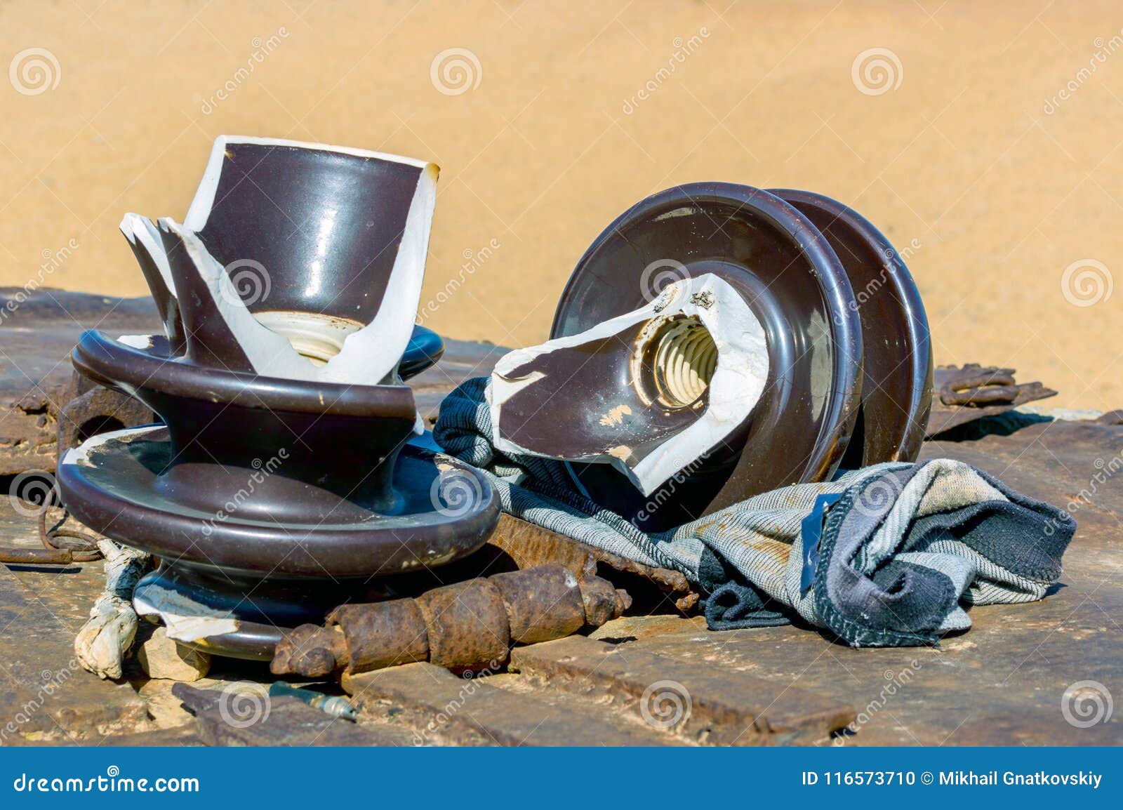 Broken Insulators for High Voltage Stock Photo - Image of cable ...