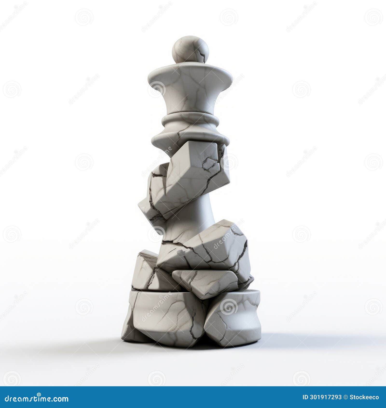 Crumbling Statue Chess Piece on Empty Background - Vray Stonepunk Art ...