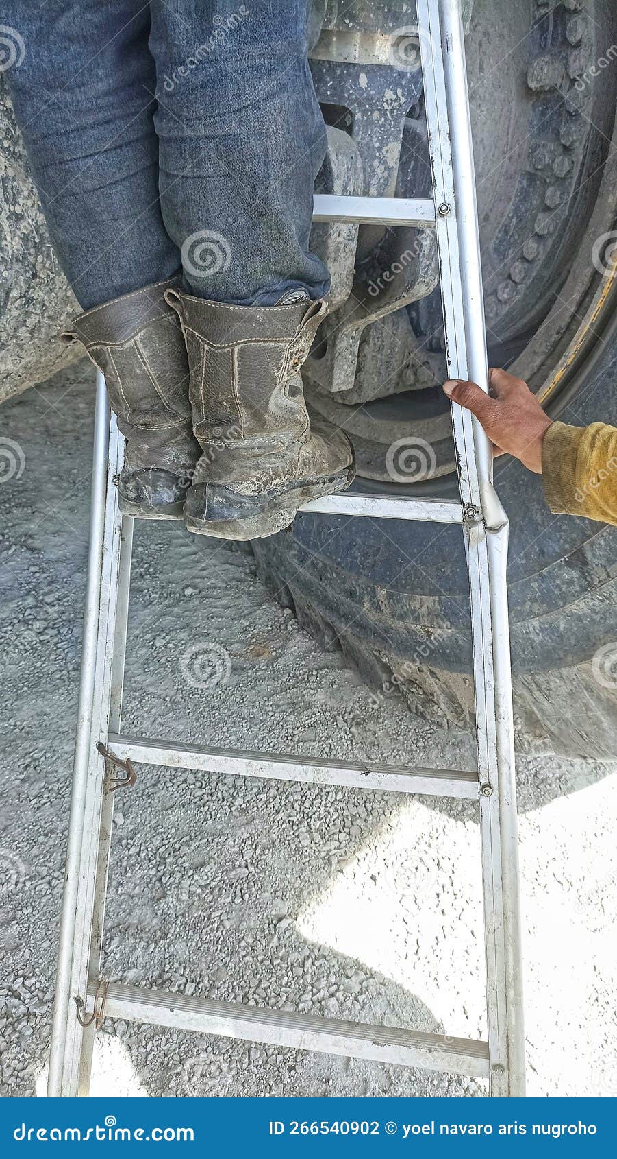 Broken Ladders are Used To Work on the Ground Stock Photo - Image of ...