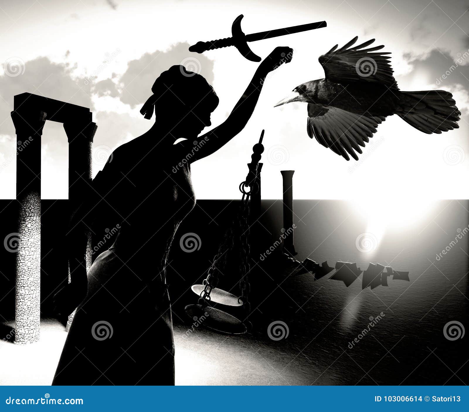 Broken Lady of Justice 3d Rendering Stock Photo - Image of lady, judge ...