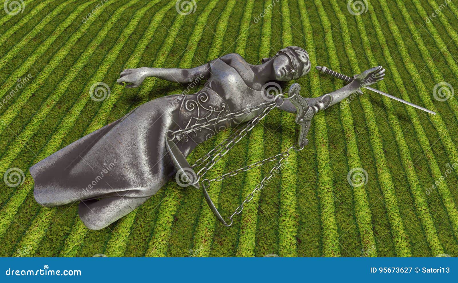 Broken Lady of Justice 3d Rendering Stock Illustration - Illustration ...