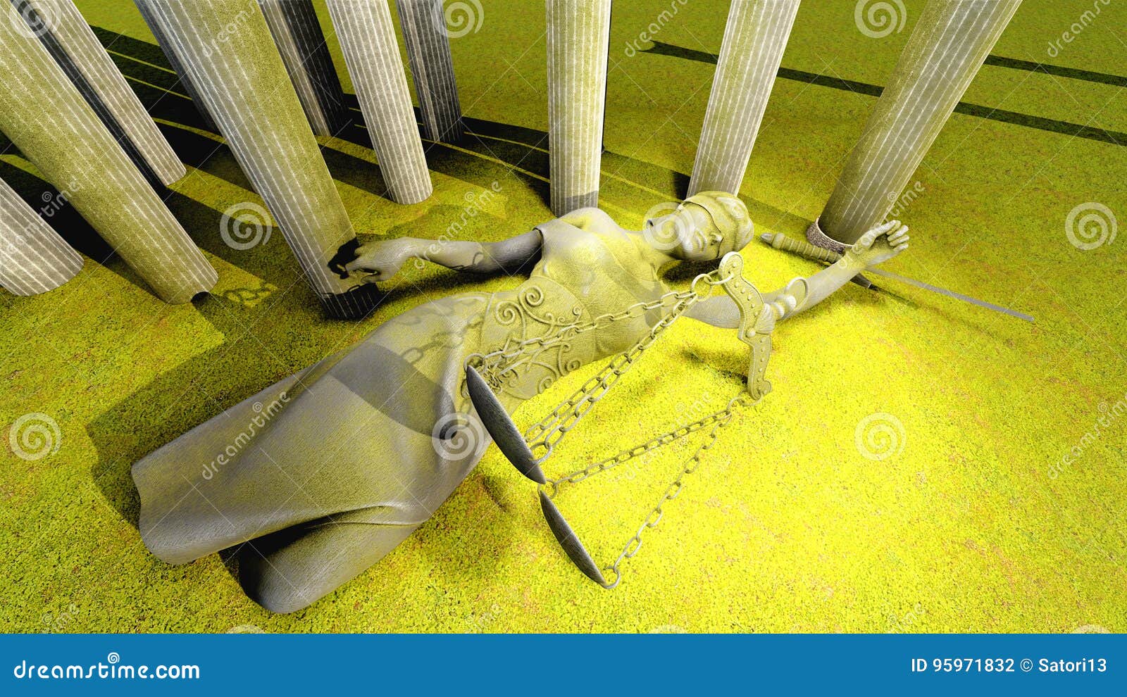 Broken Lady of Justice 3d Rendering Stock Illustration - Illustration ...