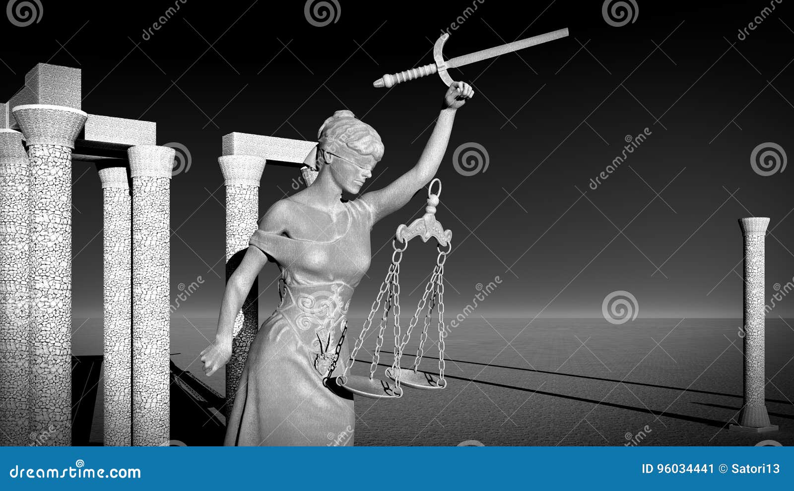 Broken Lady of Justice 3d Rendering Stock Image - Image of lady ...