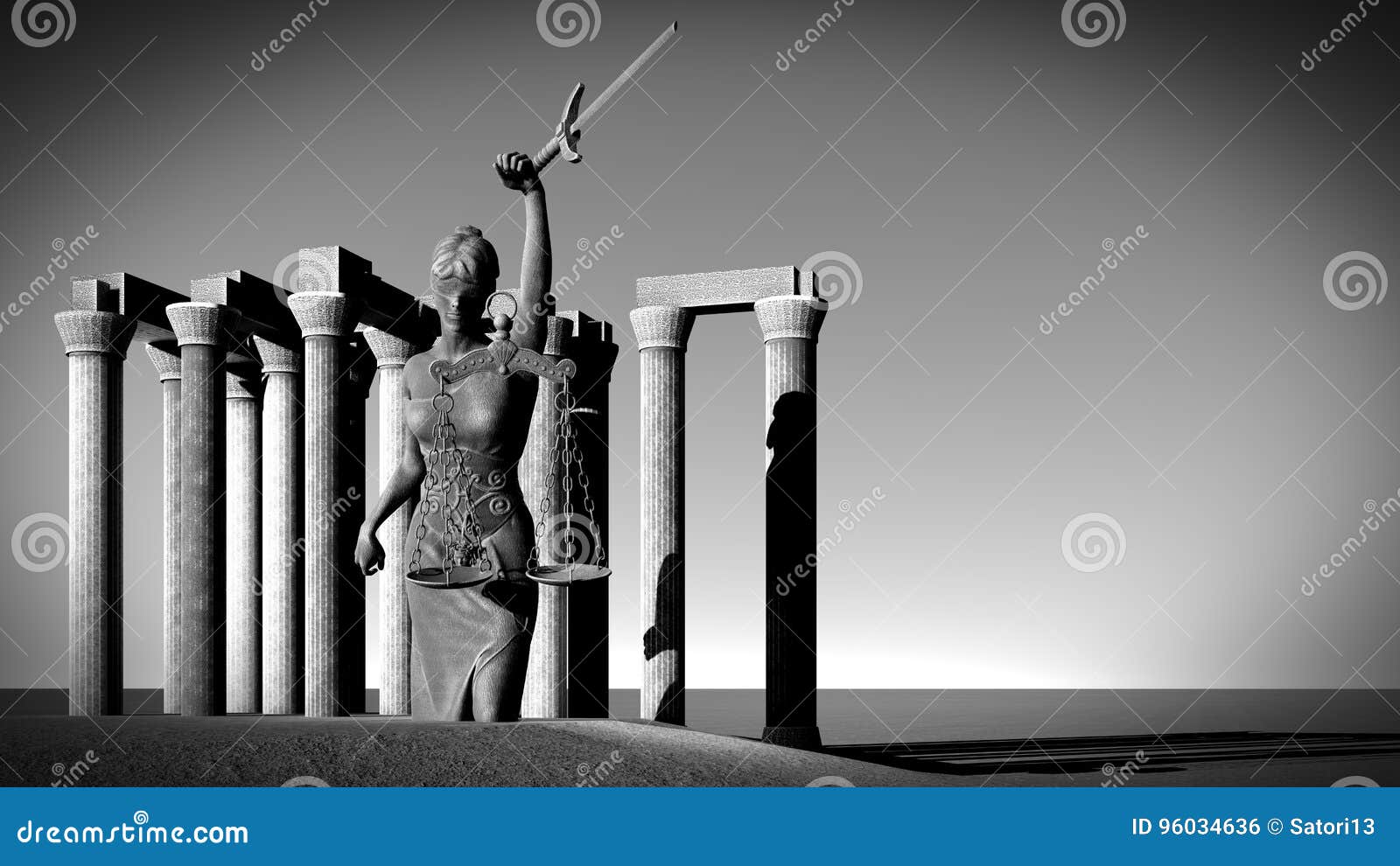 Broken Lady of Justice 3d Rendering Stock Photo - Image of blindfold ...