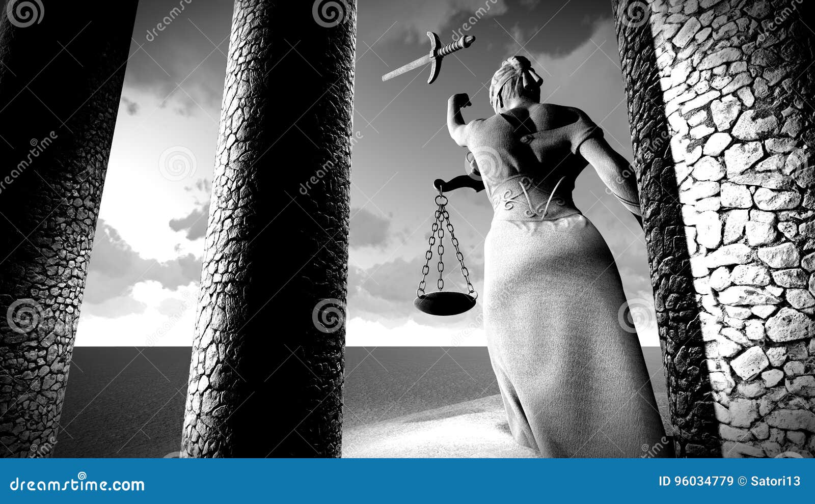 Broken Lady of Justice 3d Rendering Stock Image - Image of defeat, fall ...