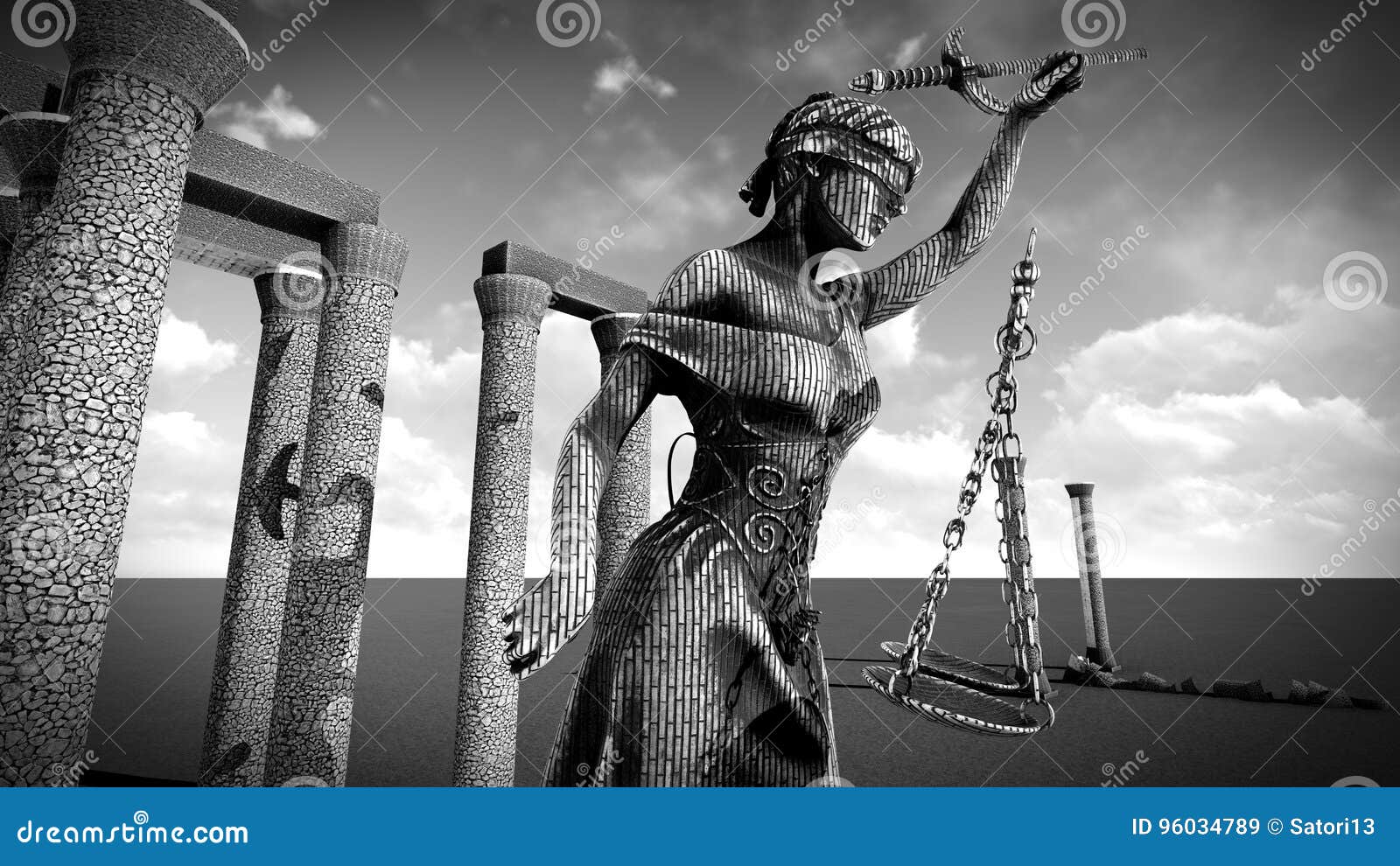 Broken Lady of Justice 3d Rendering Stock Image - Image of isolated ...