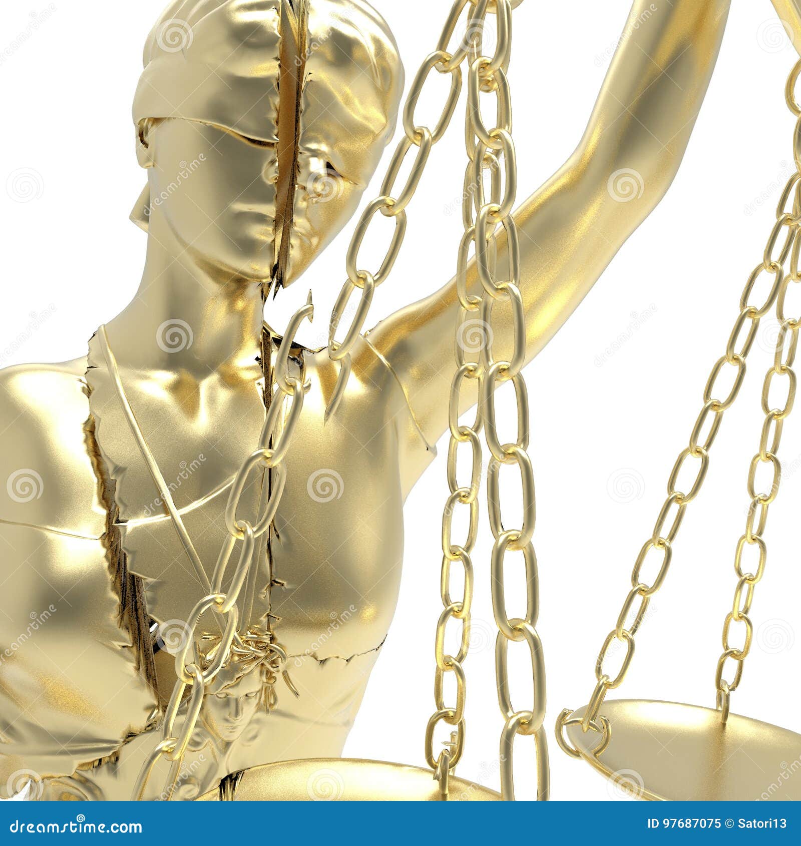 Broken Lady of Justice 3d Rendering Stock Illustration - Illustration ...