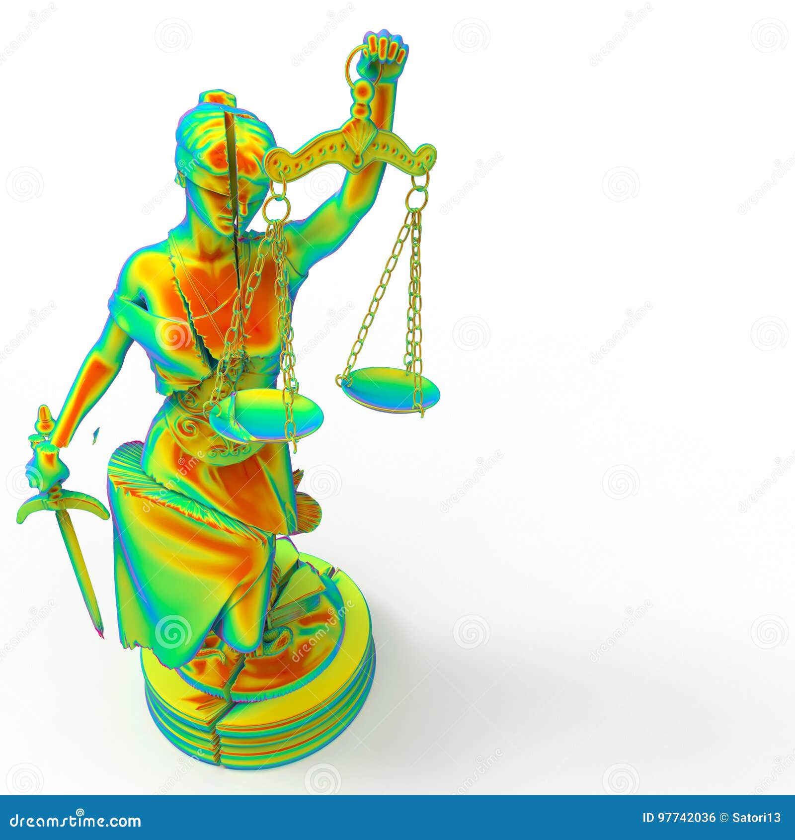 Broken Lady of Justice 3d Rendering Stock Illustration - Illustration ...