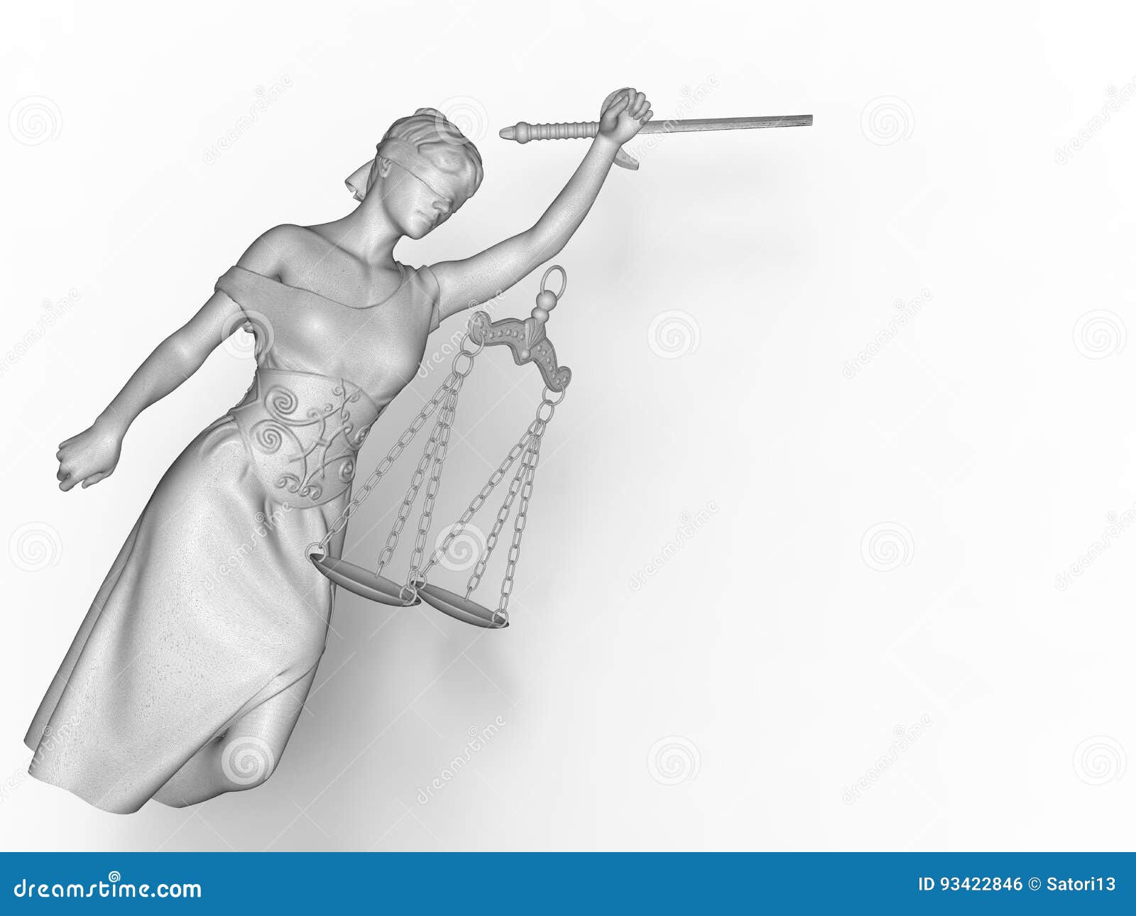 Broken Lady of Justice 3d Rendering Stock Illustration - Illustration ...