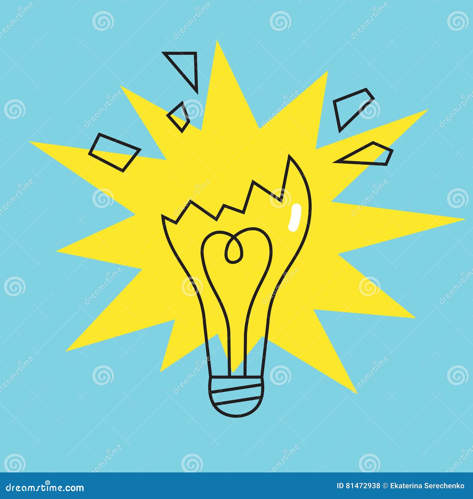 Broken Lamp Bulb Icon. Concept of Failure Stock Vector - Illustration ...