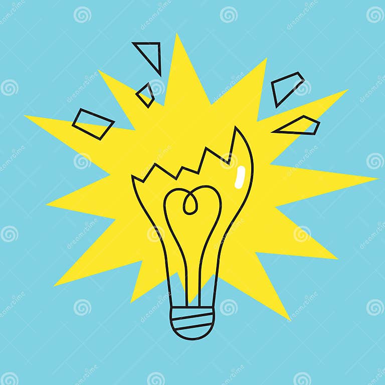 Broken Lamp Bulb Icon. Concept of Failure Stock Vector - Illustration ...