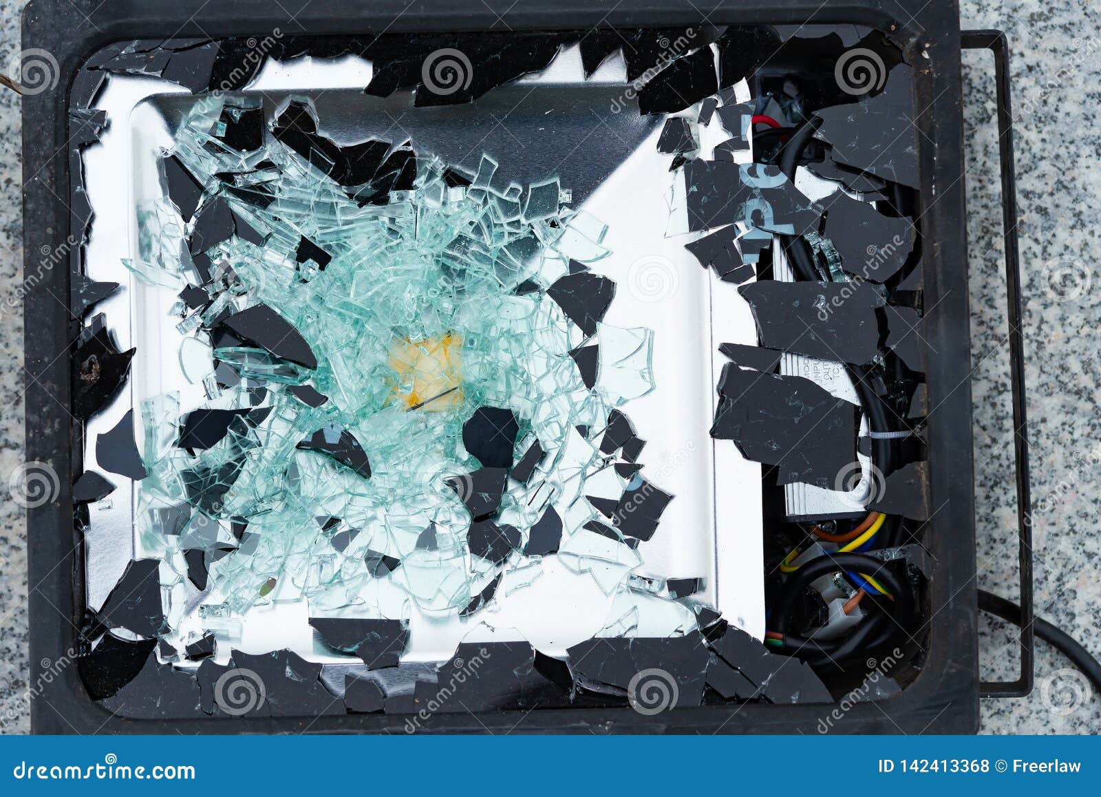 Broken Lamp with Glass Fragment Stock Photo - Image of damaged ...